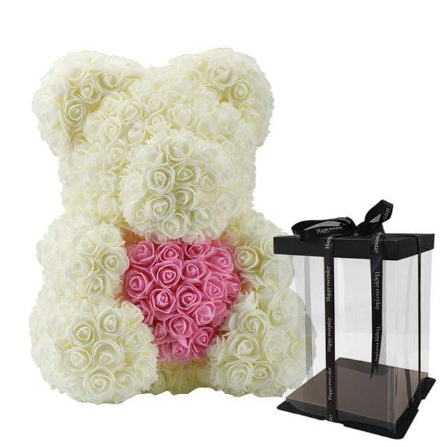 Rose Bear With Gift Box Rose Teddy Bear Flower Bear Madeofrose