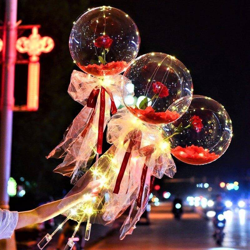 Led luminous balloon rose bouquet - Madeofrose